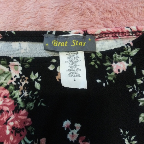 Brat Star | Dresses | Brat Star Black Floral Dress | Poshmark